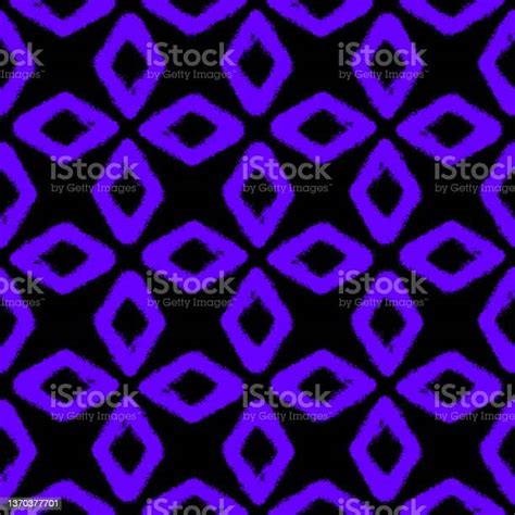 어두운 검은 색 배경에 고립 된 밝은 파란색 잉크 마름모 흑백 기하학적 원활한 패턴 벡터 간단한 평면 그래픽 손으로 그린 그림 텍스처 검은색에 대한 스톡 벡터 아트 및 기타