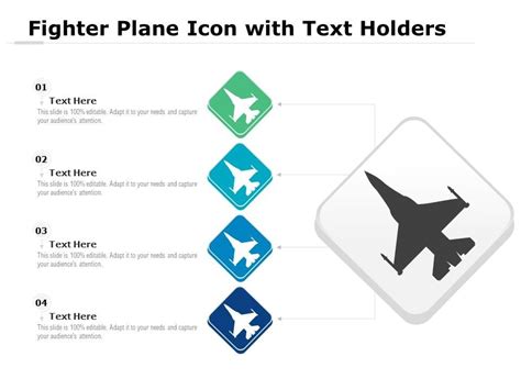Fighter Plane Icon With Text Holders Ppt Powerpoint Presentation Icon Example File Pdf