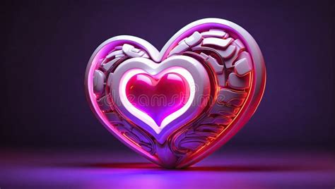 T Shape Of Glowing Love Heart Using Generative Ai Stock