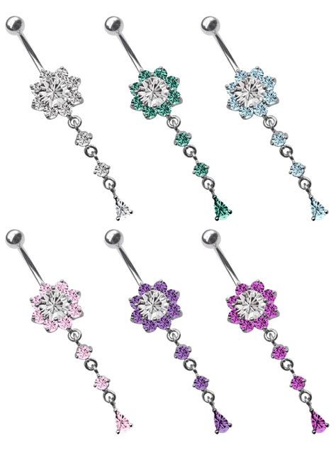 Bauchnabelpiercing Schmuck Blume Hänger mit Steinen