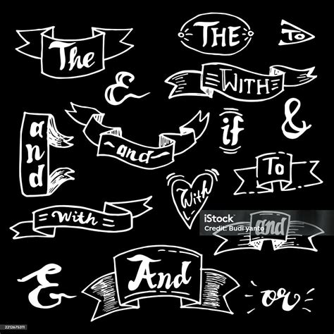 낙서 손으로 쓴 캐치 워드와 앰퍼샌드 벡터 세트 벽지 현대적인 손으로 쓴 서예와 글씨 검은 배경에 고립 0명에 대한 스톡 벡터 아트 및 기타 이미지 Istock
