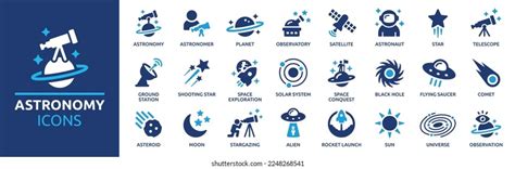 Astronomy Icon Set Containing Satellite Universe Stock Vector Royalty Free 2248268541
