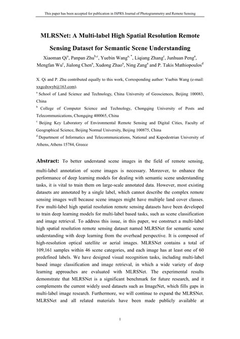 Pdf Mlrsnet A Multi Label High Spatial Resolution Remote Sensing Dataset For Semantic Scene