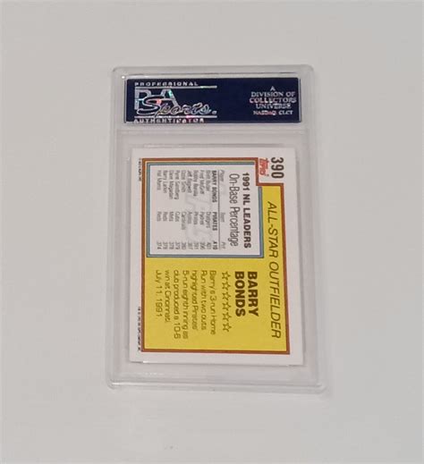 1992 Topps All Star 390 Barry Bonds For Sale Online Ebay