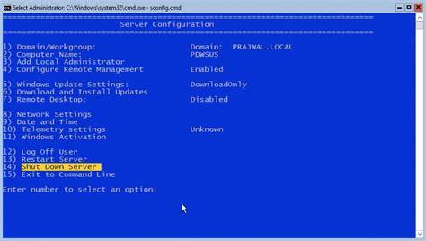 Explore Sconfig Options On Windows Server Core Installation