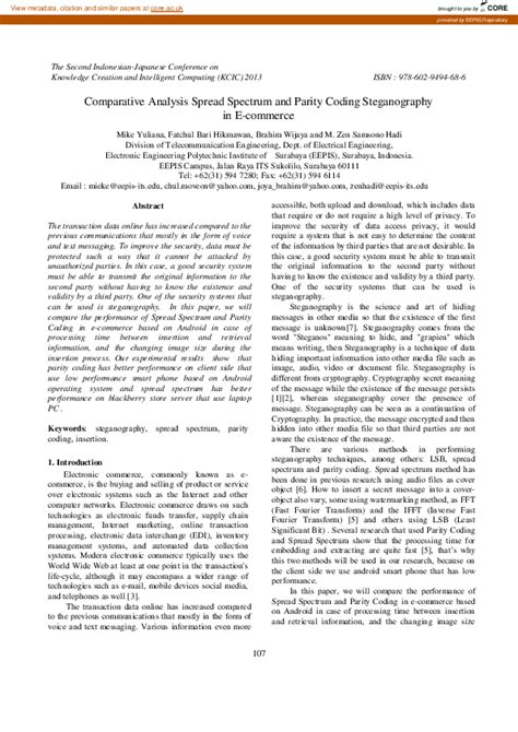 Pdf Comparative Analysis Spread Spectrum And Parity Coding Steganography In E Commerce Zen