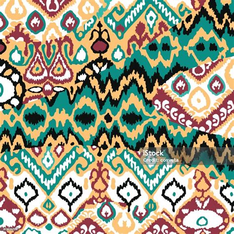 에스닉 보헤미안 풍의 패턴입니다 복고풍 개요 인쇄 지그재그로 형상입니다 부족 Boho 배경 벡터 일러스트 레이 션 가리기에 대한 스톡 벡터 아트 및 기타 이미지 Istock