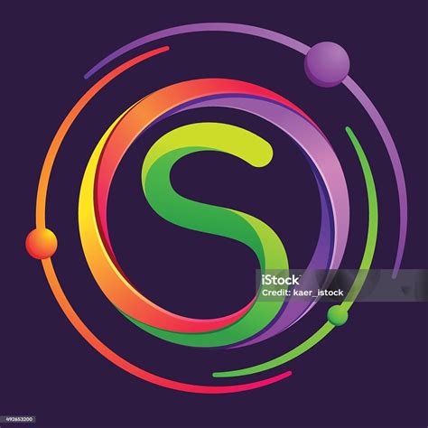 S Letter 아이콘크기 원자를 Orbits 알파벳 S에 대한 스톡 벡터 아트 및 기타 이미지 알파벳 S 다중 색상