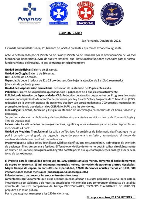 Comunicado Gremios De Salud