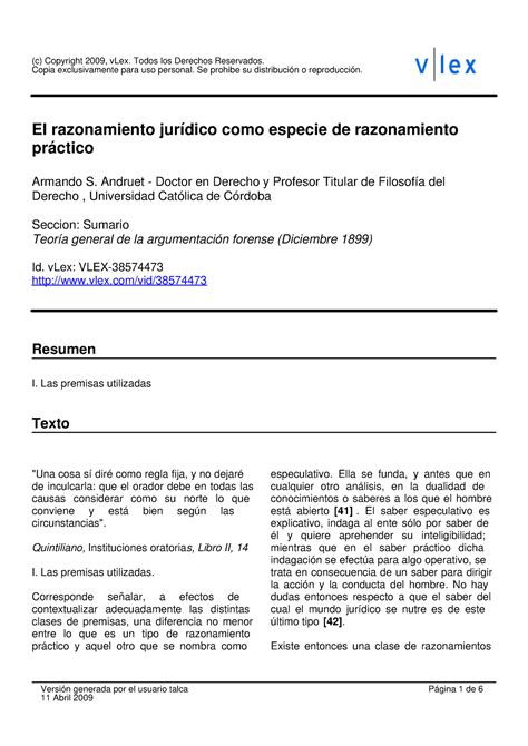 4 El Razonamiento Jurídico Como Especie De Razonamiento Práctico C