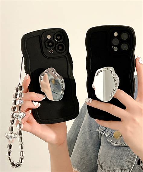 미러 핑거 스마트 톡 거치대 스트랩 웨이브 실리콘 갤럭시 S25 엣지 S24 S23 S22 울트라 플러스 아이폰16 아이폰15