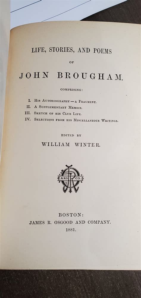 Life Stories And Poems Of John Brougham John Brougham William Winter By John Brougham