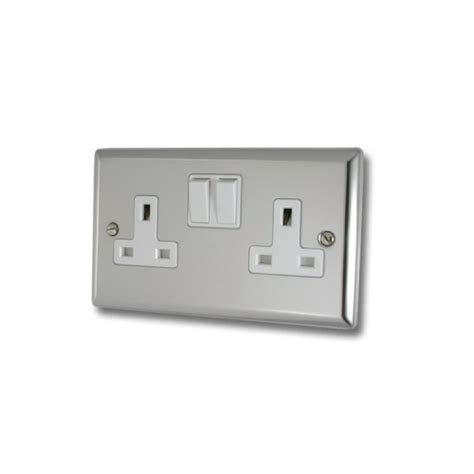 Socket 13 Amp Twin Switched Chrome Mc323s Dwyers Electrical