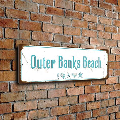 Outer Banks Beach Sign Classic Metal Signs