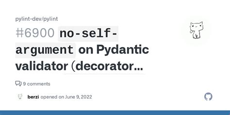 `no Self Argument` On Pydantic Validator Decorator Creates