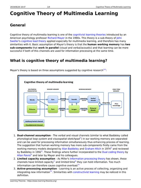 cognitive theory of multimedia learning pdf psychological concepts