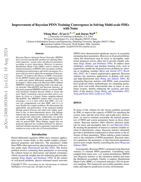 Pdf Improvement Of Bayesian Pinn Training Convergence In Solving