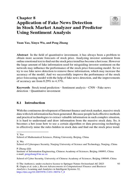 Application Of Fake News Detection In Stock Market Analyzer And