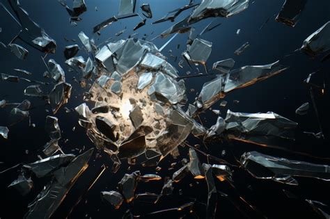 Shattered Glass Explosion With Glowing Center Premium Ai Generated Image
