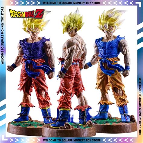435cm Dragon Ball Z Son Goku Figura Super Saiyan Anime Figuras Mais Base Gk Estatueta Pvc