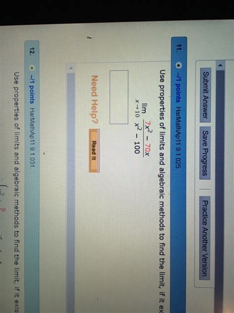 Solved Submit Answer Save Progress Spractice Another Version