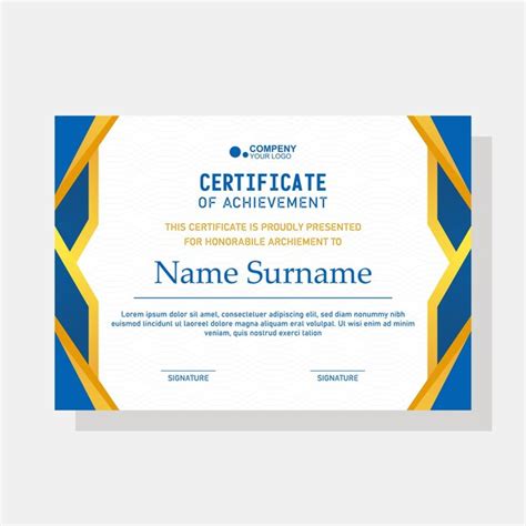 현대 인증서 템플릿 프리미엄 벡터