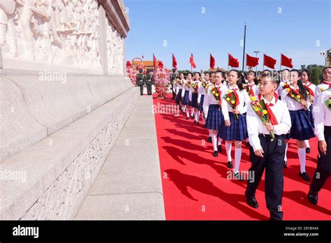 Beijing China 30th Sep 2023 A Ceremony Presenting Flower Baskets To