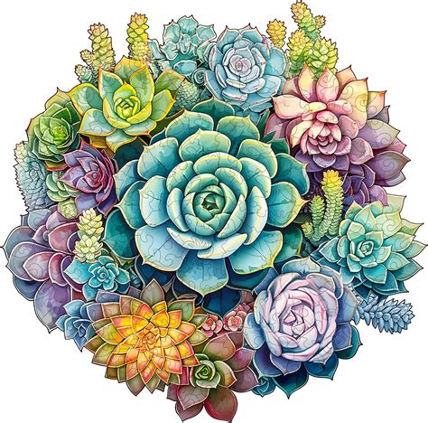 Amazon AAGOOD Wooden Jigsaw Puzzles Advanced Succulent Plant
