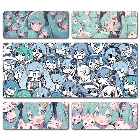 two dimensional hatsune miku mouse pad oversized computer keyboard pad