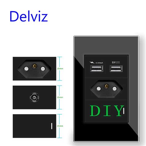 추천제품 Delviz 브라질 표준 소켓 Diy 맞춤형 스위치 및 소켓 2a Usb 케이블 Tv 네트워크 포트 모듈 Br