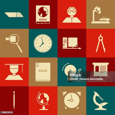 Set Microscope Schedule Chart Diagram Infographic Pie Graph Drawing