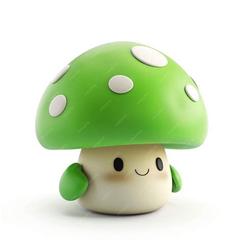 3d Render Cute Mushroom Isolated On White Background Premium Ai