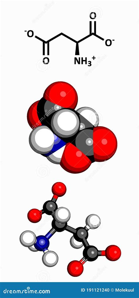Aspartic Acid Or Aspartate Chemical Structure. Vector Illustration Hand ...