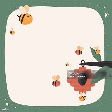 꿀벌 카드 꿀 달콤한 배경 재미있는 버그와 귀여운 포스터 벡터 일러스트레이션 개념에 대한 스톡 벡터 아트 및 기타 이미지