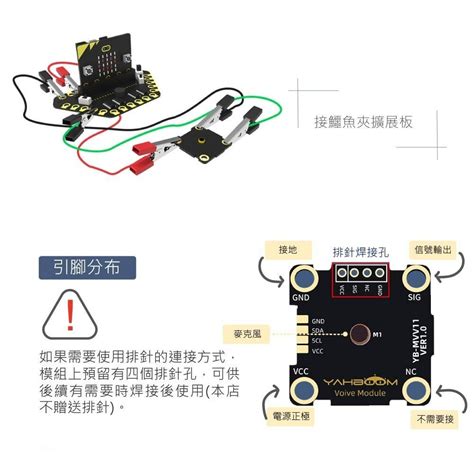 『聯騰．堃喬』microbit 聲音 感測器 模組 鱷魚夾版 適用arduino 適合各級學校 課綱 生活科技 聯騰 And 堃喬 Oget