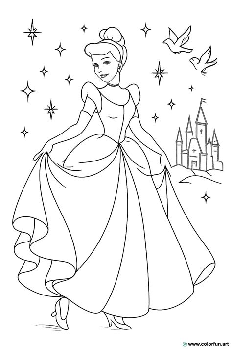 Märchenhaftes Ausmalbild Von Cinderella Kostenloser Download Oder