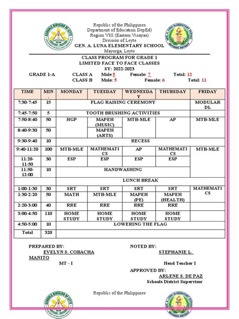 Class Program Sy2022 2023 2 Pdf Public Services Philippines