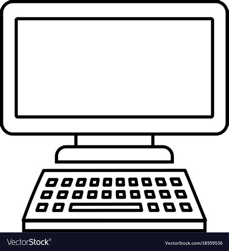 Computer Monitor With Keyboard Technology Gadget Vector Image