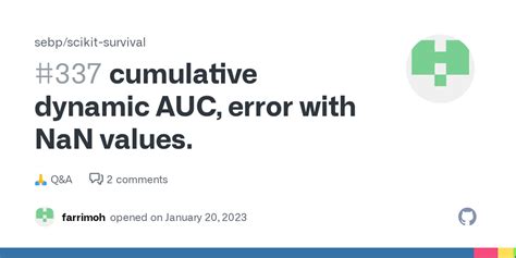 Cumulative Dynamic Auc Error With Nan Values · Sebp Scikit Survival