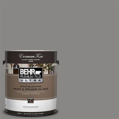 BEHR Premium Plus Ultra 1 Gal UL260 4 Pewter Ring Flat Exterior Paint
