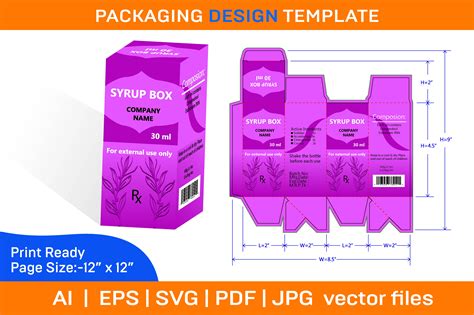 Syrup Box 30 Ml Packaging Design Templat Graphic By Designconcept