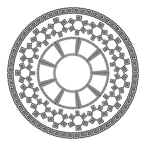 Premium Vector Circle Frame With Seamless Disconnected Meander