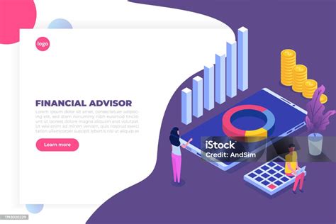 Ilustración De Asesor Financiero O Concepto Isométrico De Administración Con Caracteres Imágenes