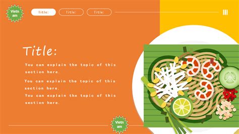 Mẫu PowerPoint Minh Họa Phẳng Màu Vàng Giới Thiệu Món ăn Việt Nam