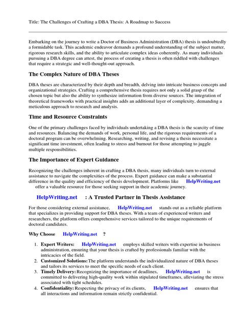 Dba Thesis Examples Pdf