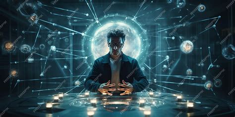 Focused Quantum Physicist Portrait Rendering Premium Ai Generated Image