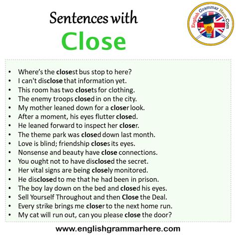 Sentences With Close Close In A Sentence In English Sentences For