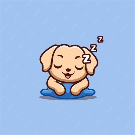 Premium Vector Retriever Sleepy Cute Creative Kawaii Cartoon Mascot Logo