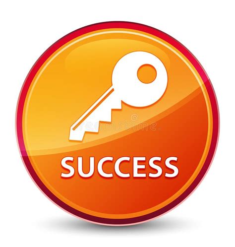 Success Key Icon Special Glassy Orange Round Button Stock Vector