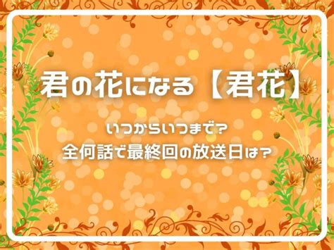 君の花になるいつからいつまで全何話で最終回の放送日は らくまむぶろぐ